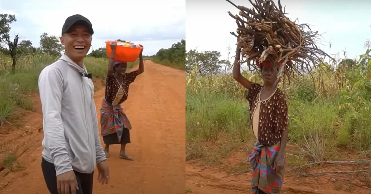 Quang Linh Vlog helps an African old woman in the middle of the road ...